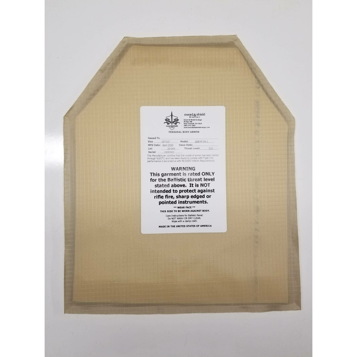 GSB 3A Soft Armor Plate Inserts by Sword and Shield Strategic | Sword ...